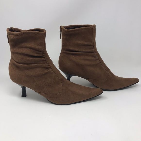Casual Corner | Shoes | Casual Corner Brown Suede Booties Kitten Heel ...
